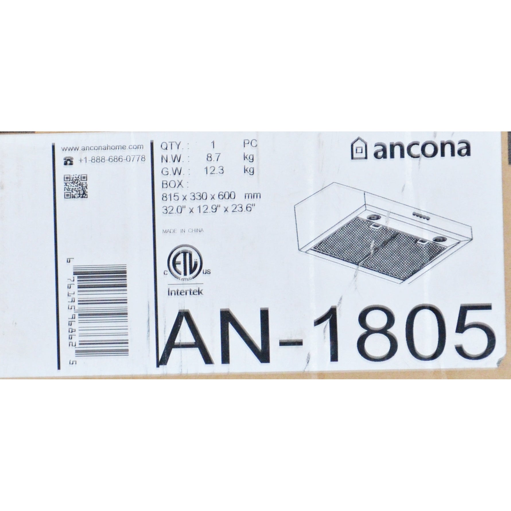 Ancona 30" Ducted Under Cabinet Range Hood AN-1805 Stainless – Liquidation Nation