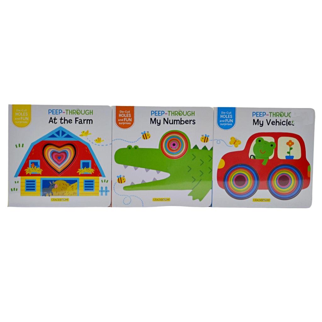 Crackboom Peep-Through Board Books 3 pack - At the farm, My numbers, M ...