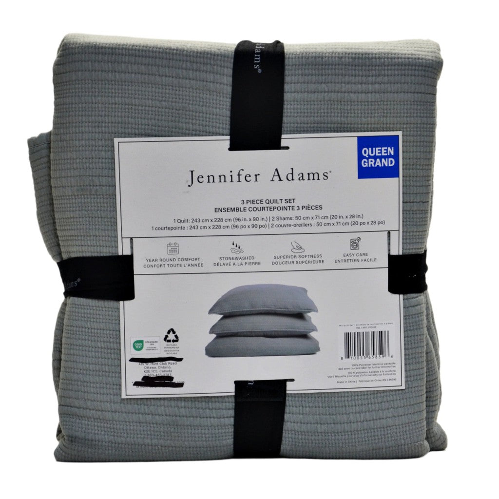 Jennifer Adams Kensey 3-Piece Quilt Set Queen Stonewashed Grey ...