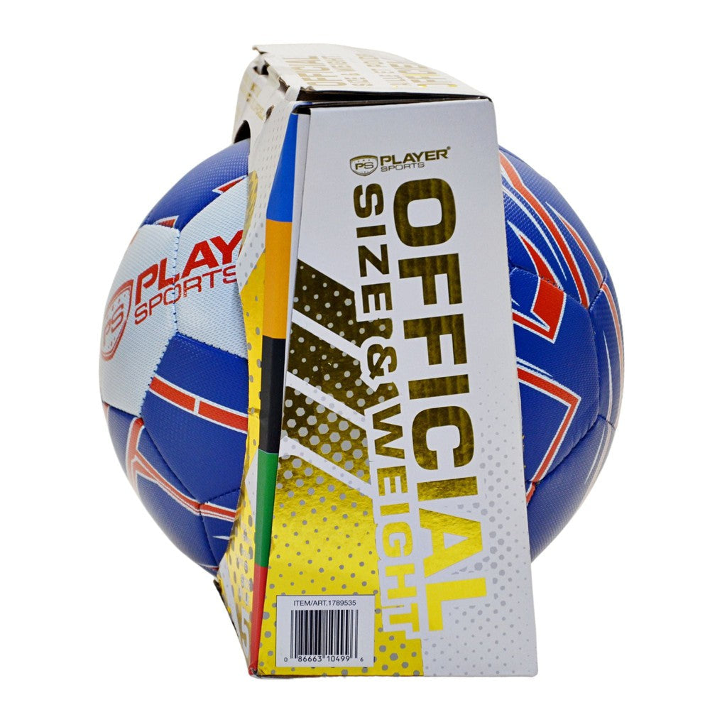 Player Sports Official Size Soccer Ball - Blue with Red & White ...