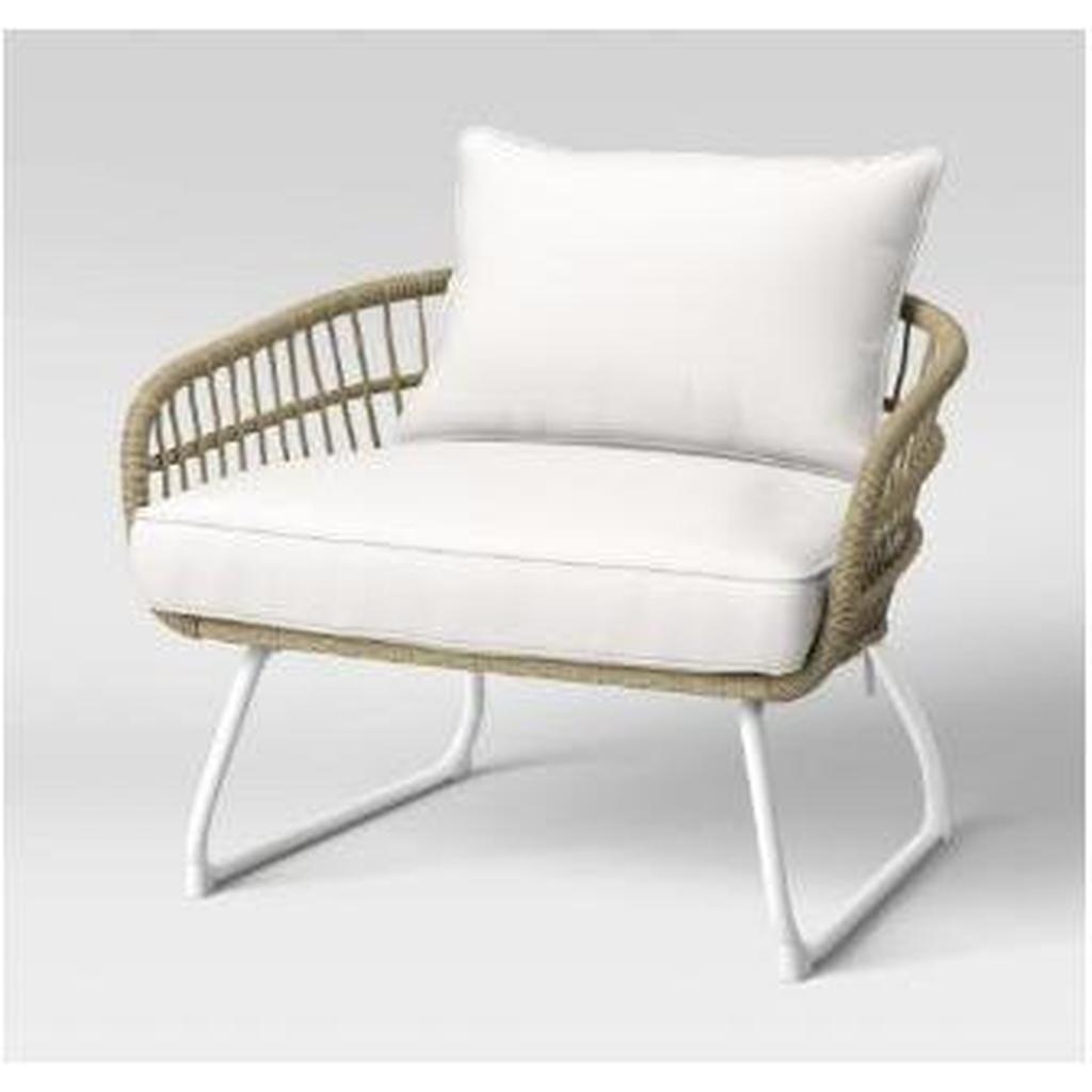 Southport Patio Wicker Steel Frame Chair White – Liquidation Nation