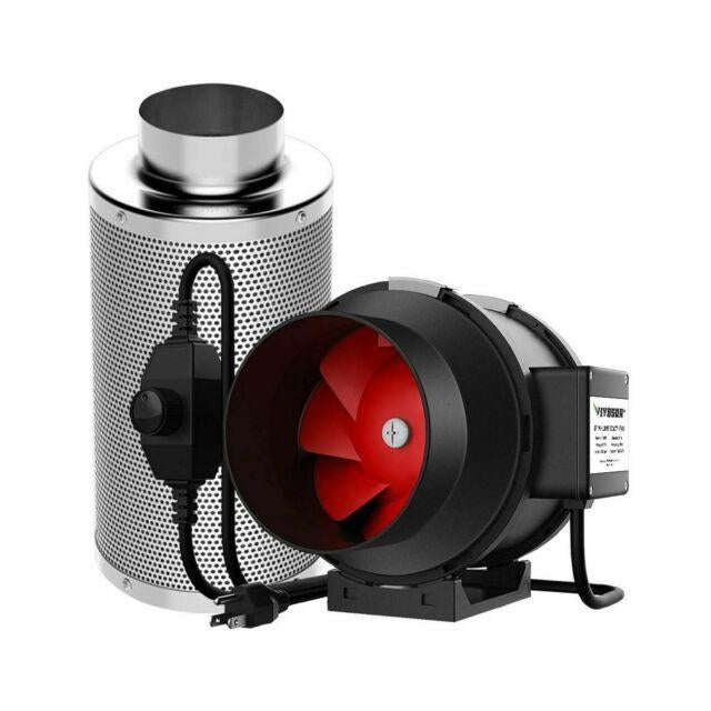 Vivosun 6in Inline Duct Fan w/Variable Speed & Carbon Filter ...